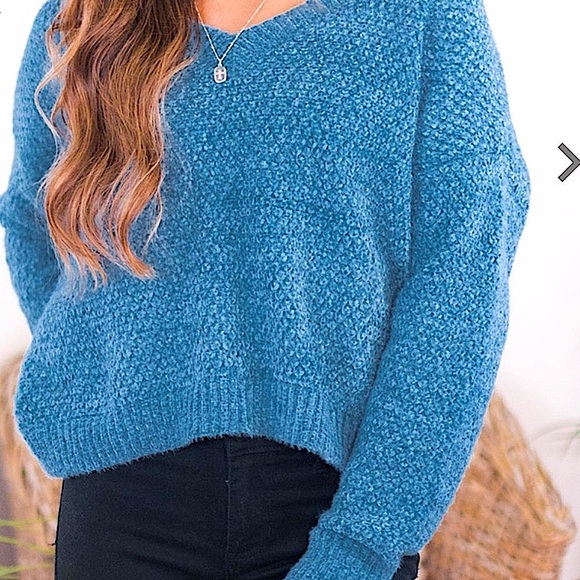 Double Zero | Sweaters | Double Zero Blue Knit Sweater Large | Poshmark